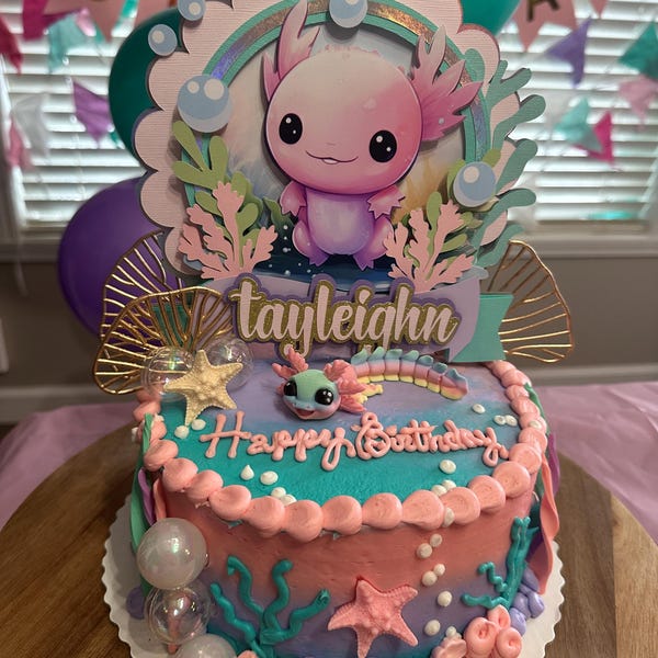 Axolotl Cake Topper, Axolotl Party Decorations, Axolotl Theme Party ...
