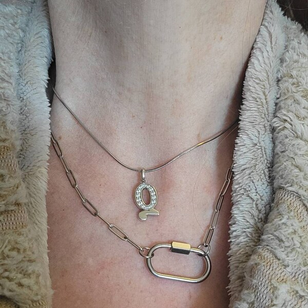 Puffy Initial Mini Bubble Letter Gold Filled Chain Necklace Stainless ...