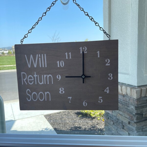 Business Sign, Will Return Clock Sign, Store Hour Sign, Custom Sign ...