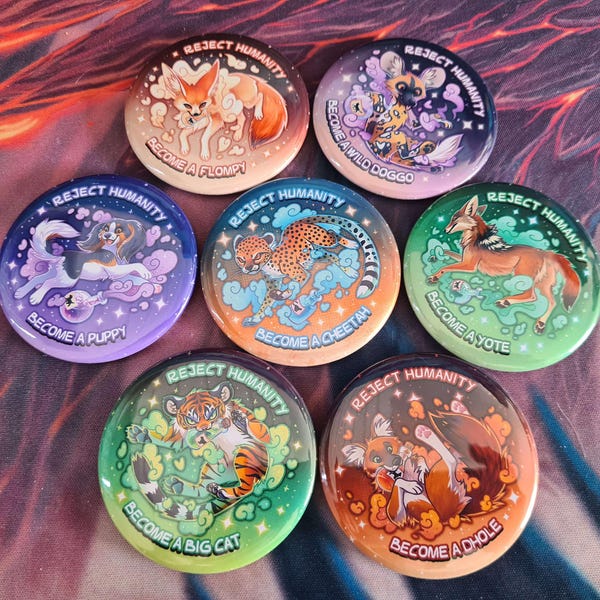 Squirrel, Donkey, Platypus & Dog - BADGE / MAGNET - Fantasy ...