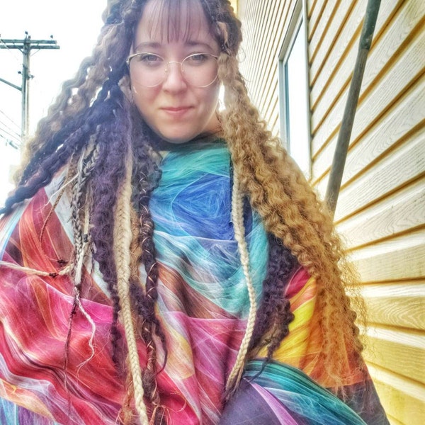 Rainbow Hooded Poncho, Psychedelic, Abstract, Hippie, Psy-trance ...