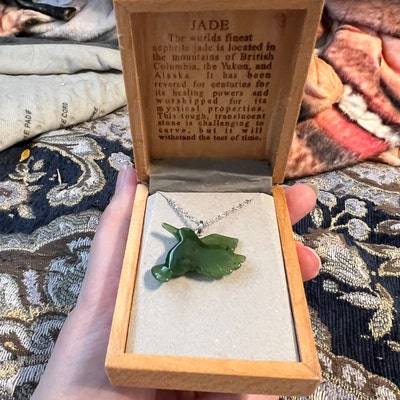 Gold Jade Hummingbird Necklace, Genuine Jade Bird Pendant - Etsy