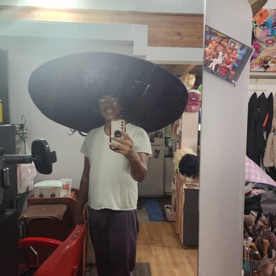 Giant Black High Fashion Couture Hat 42 Inches Across. Wide Brimmed Hat ...