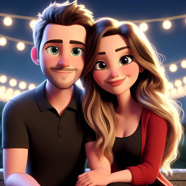 Custom Portrait Pixar Wedding Personalized 3d Cartoon Photo Pixar Style ...