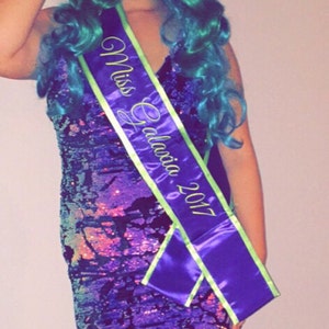 Custom Embroidered Pageant Sash With Cursive Font - Etsy