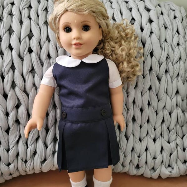 Solid Navy- 18 Inch Doll Uniform Outfit/dropped Waist or Pleated Skirt ...
