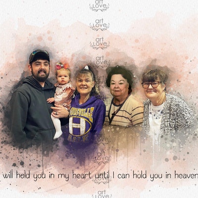 Custom Family Portrait Painting With Lost Loved One Add - Etsy
