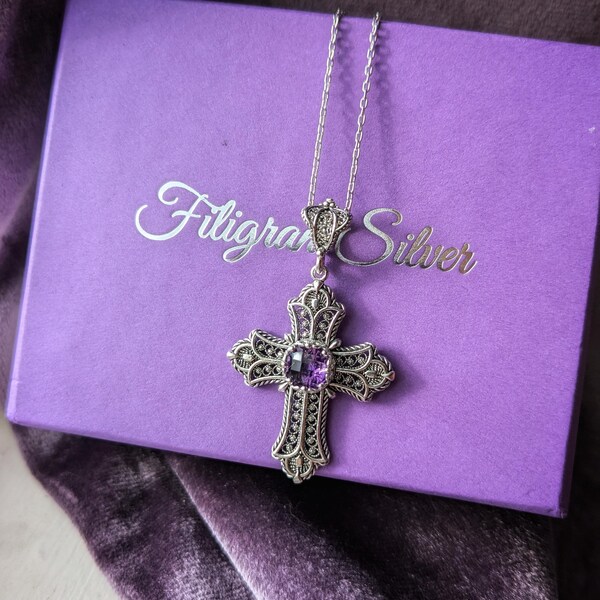 Black Onyx Silver Gothic Filigree Ring, 925 Sterling Silver Artisan ...