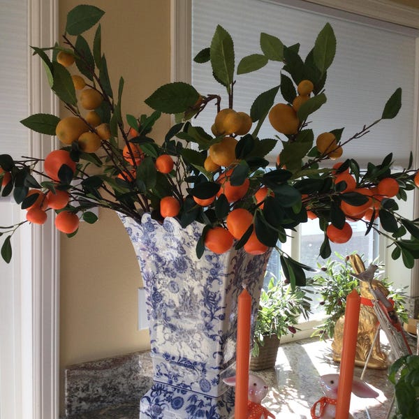 Orange Long Branch With Foliage Artificial, Realistic Citrus Fruit ...