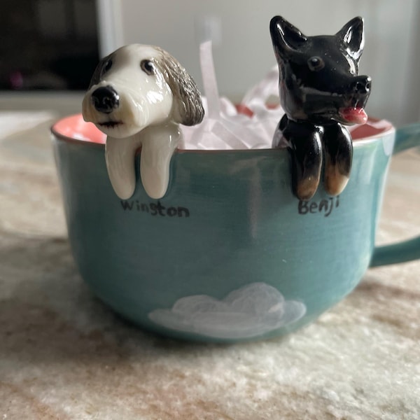 Custom Pet Mug With 3D Dog/cat Figure Handmade Ceramic Mug Peekaboo Pet ...
