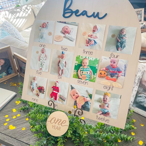 My First Year One Year of Photo Board Wooden Milestone Board 1st ...