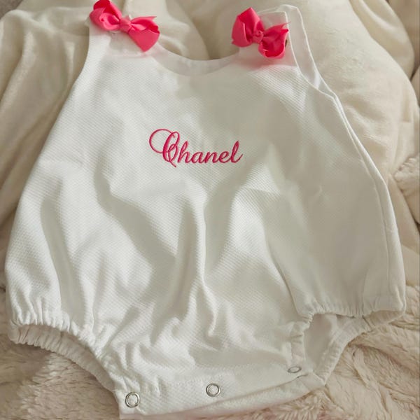 Baby Girl Ruffle Bottom Bubble Romper Personalized, Monogrammed Baby ...