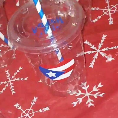 Puerto Rico PARTY CUPS Rican Flag Birthday Lids Straws DISPOSABLE - Etsy