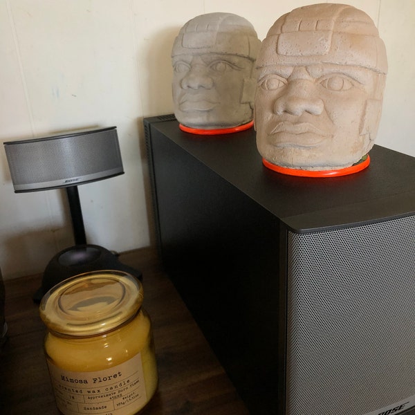 Set of 2 Tiki Moai Easter Island Head Sculpture (gray With Red Hat) - Etsy