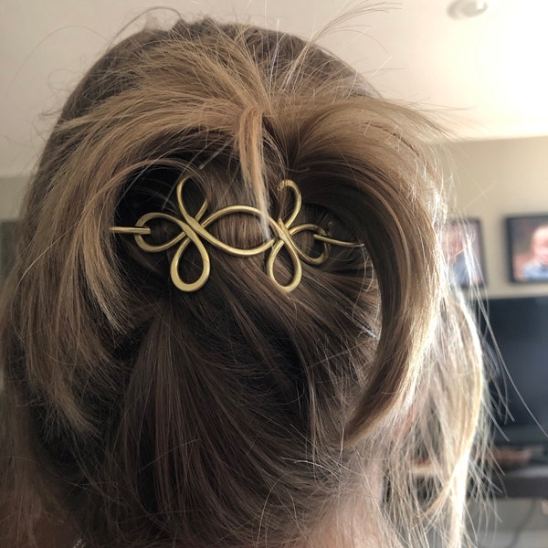 Celtic Double Crossed Loops Brass Shawl Pin, Hair Pin, Scarf Pin, Hair ...