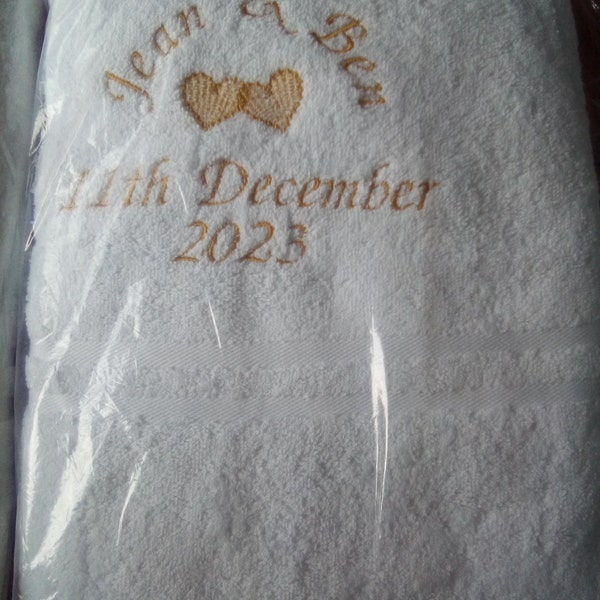 Personalised 4 Piece Wedding Towel Set With Hearts Embroidered Towels 2 ...