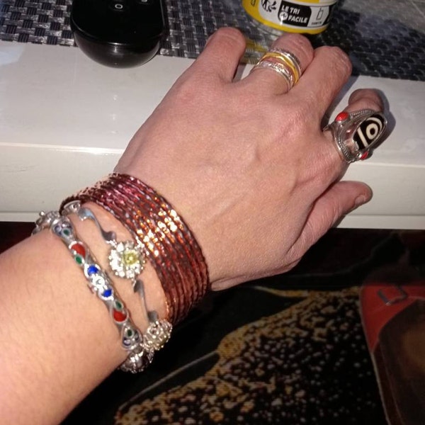 Set of 7 Solid Red Copper Bangle, Simple Pure Copper Bangle, Set of 7 ...