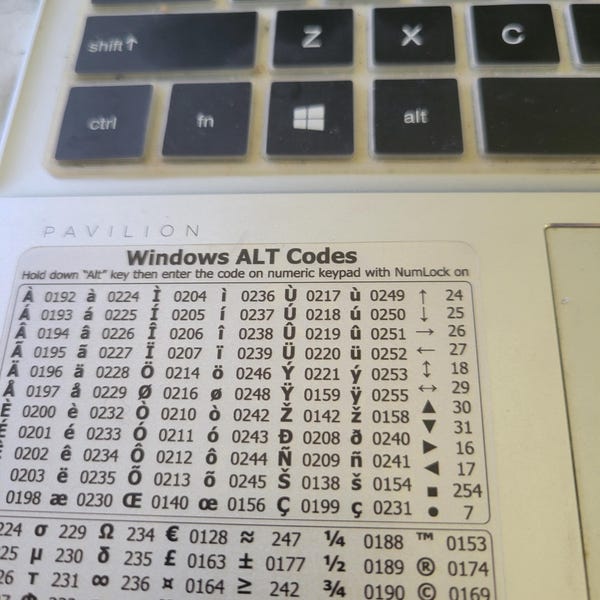 Windows Alt Codes - Pc/laptop Special Characters Shortcut STICKER ...