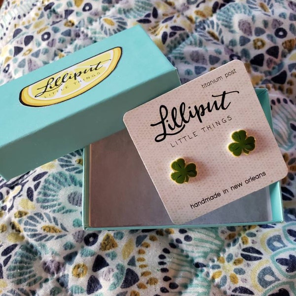 Shamrock Earrings: Green Clover, St. Patrick's Day, Titanium Post - Etsy