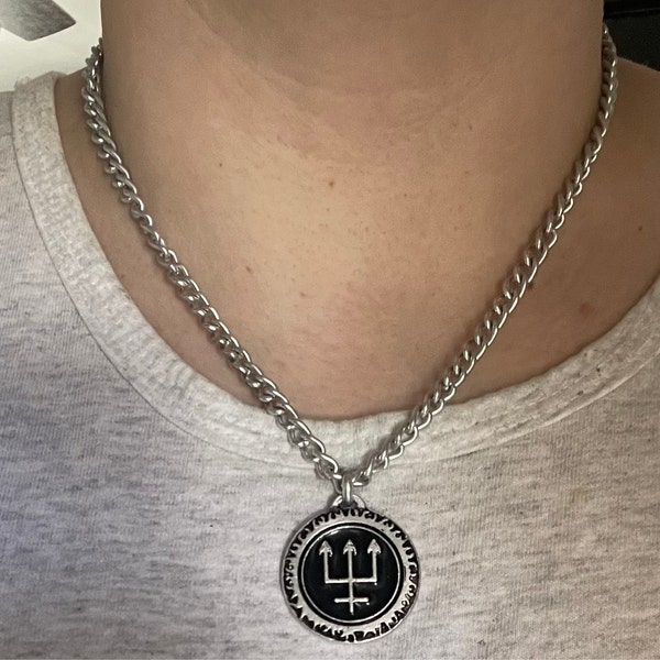 Black Metal Trident Pendant Lucifer Thelema Necklace , Satanic Dark ...