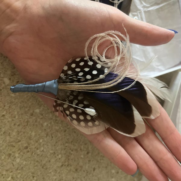 Mallard Duck Wrist Corsage Navy Feather Prom Wristlet Bride Wedding ...