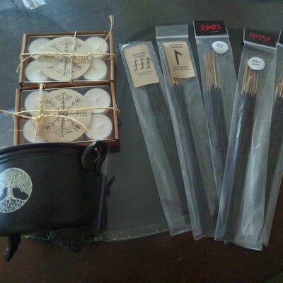 Protection Stave Tealight Candle Holder Odin Witch Pagan - Etsy