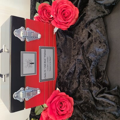 Red Toolbox Human Funeral Cremation Urn With Personalized Plaque ...