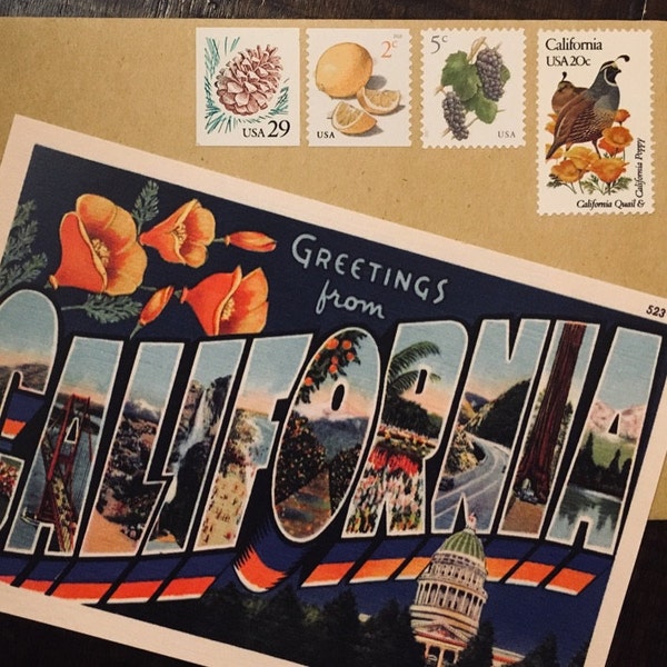 Greetings From California Postcard Front, Digital Download, Curt Teich ...