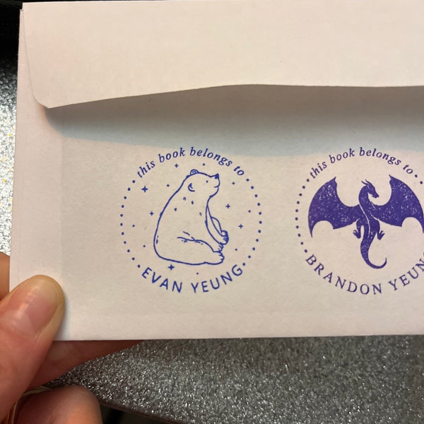 Bear Book Stamp Personalised | Kids Library Book Stamp | Bear Library ...