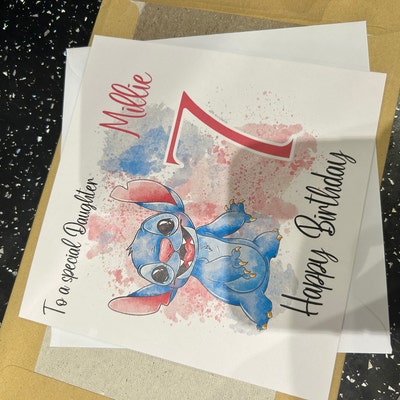 Personalised Stitch Birthday Card, Daughter Card, Sister Card, Friend ...