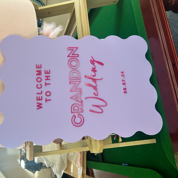 Wave Wedding Welcome Sign, 3D Names, Modern Wavey Wedding Signs ...