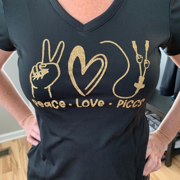 PICC Heart ECG Short Sleeve Shirt T-shirt - Nurse Work Shirt - Nurse ...