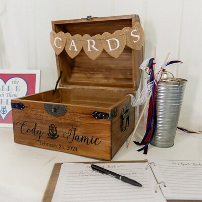 Wedding Card Box Rustic Card Box With Slot Advice Box Wooden Wedding ...