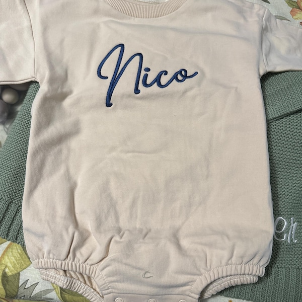 Baby Sweatshirt Romper, Organic Cotton Embroidered Long Sleeve Infant Sweatshirt, Baby ...