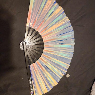 XL and Medium Size Festival Fan, Iridescent Mermaid Wishes, Big Folding ...