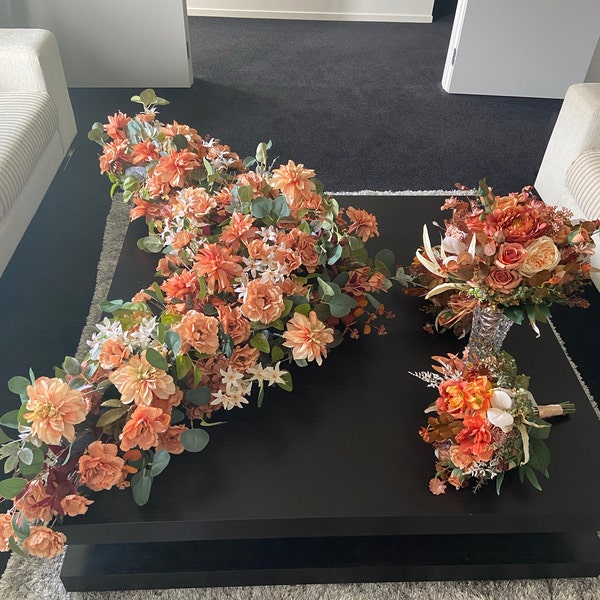 Terracotta Wisteria Wedding Archway Flower Artificial/ Sunset Orange ...