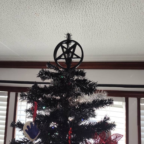 Pentagram Tree Topper Pentacle Reversible • Gothic Holiday Home Decor ...