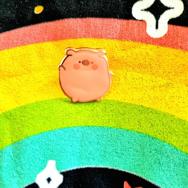 Pig Enamel Pin | Kawaii Pig Pin | Cute Animals | Rose Gold Pig | Hard ...