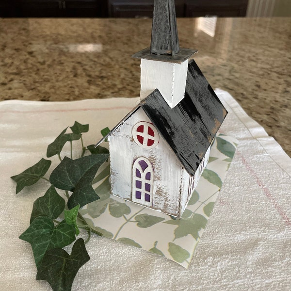 Church With Steeple -DIY - Putz Style Cardboard Church - Etsy