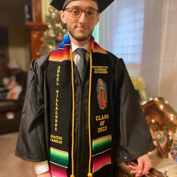 Mexican Graduation Sash Stole Class of 2025, First Generation. Black ...