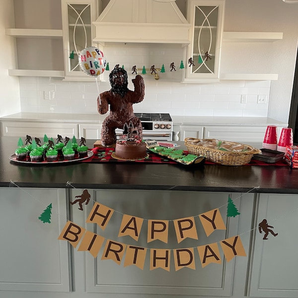 Bigfoot Happy Birthday Banner - Sasquatch Banner - Birthday Decorations ...
