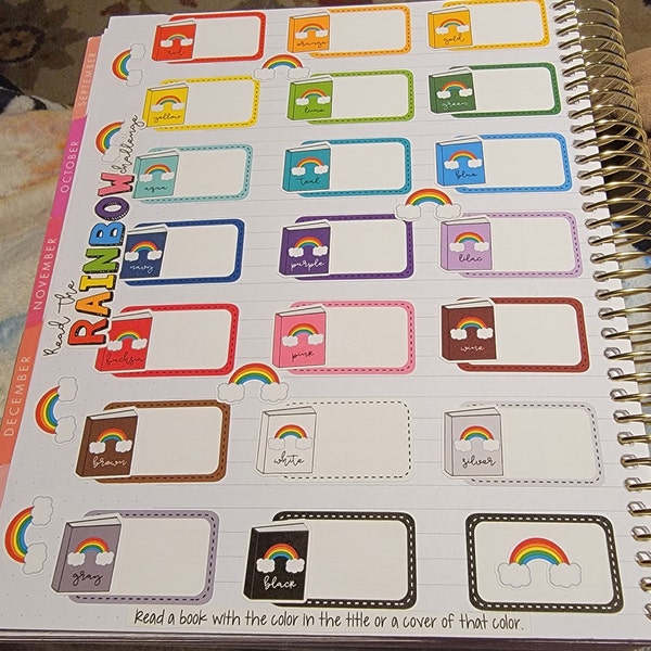 Read the Rainbow - Reading Challenge Planner Stickers - Reading Planner ...