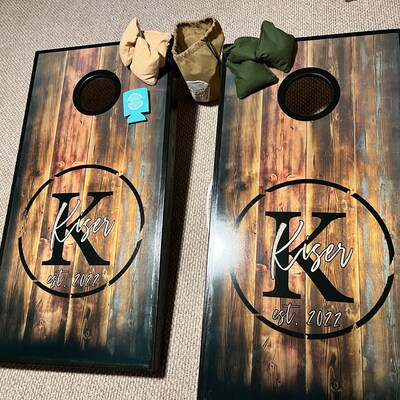 Rustic Barnwood Cornhole, Custom Cornhole Boards, Rustic Wedding ...