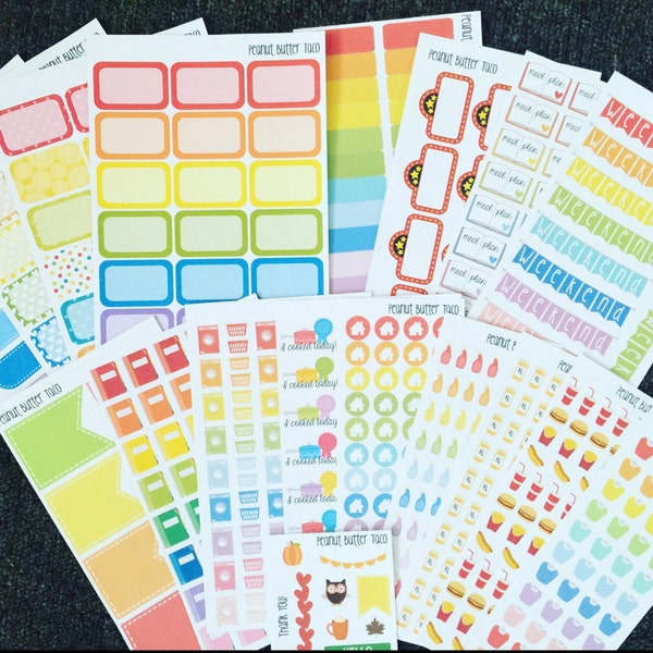 Rainbow Half Box Planner Stickers - Rainbow Half Boxes - Matte Box ...