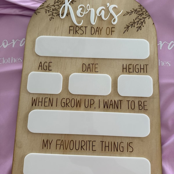 Personalised First Day Board, Customisable First Day Board, Kids First ...