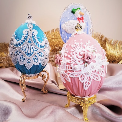 1 Pc Hand-made Decorated Goose Egg Elegance Jewelry Box,christmas Gift ...