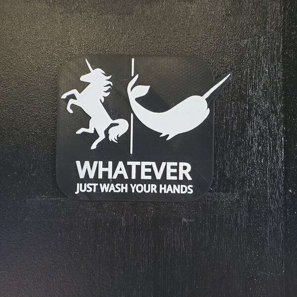 Shark Dinosaur Bathroom Sign Whatever Just Wash Your Hands Gender ...