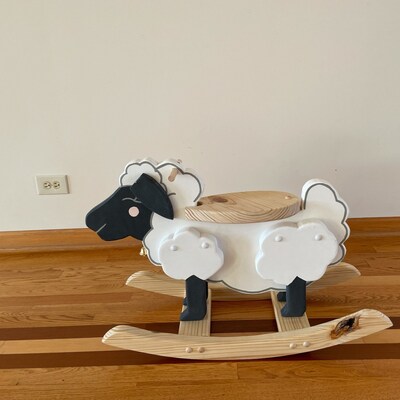 Pink Flamingo Rocker Wooden Rocking Horse for Toddler Rocker Ride on ...