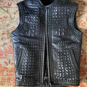 Gator Embossed Leather Vest for Bikers. 100% Handcrafted Vest. - Etsy