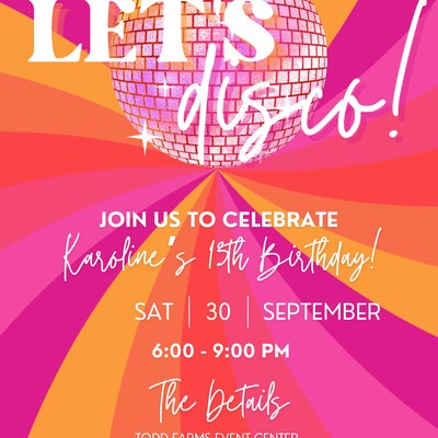 Disco Graduation Party Bundle of Editable Templates for Retro and ...